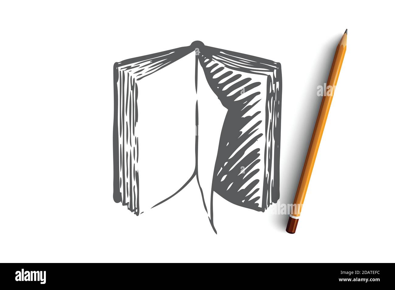Book, open, paper, literature, knowledge concept. Hand drawn isolated ...