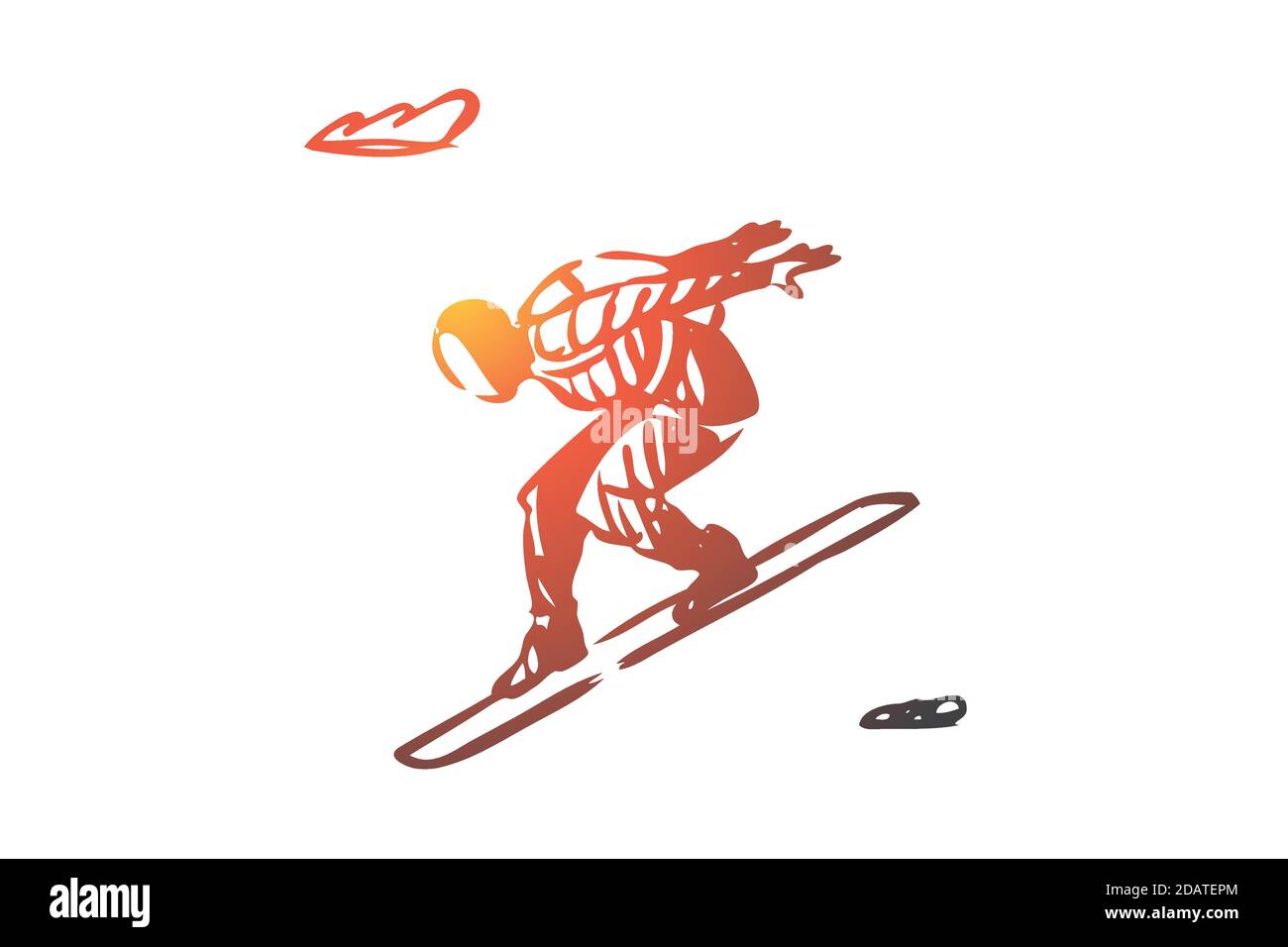 Parachute, extreme, jump, board, activity concept. Hand drawn isolated ...