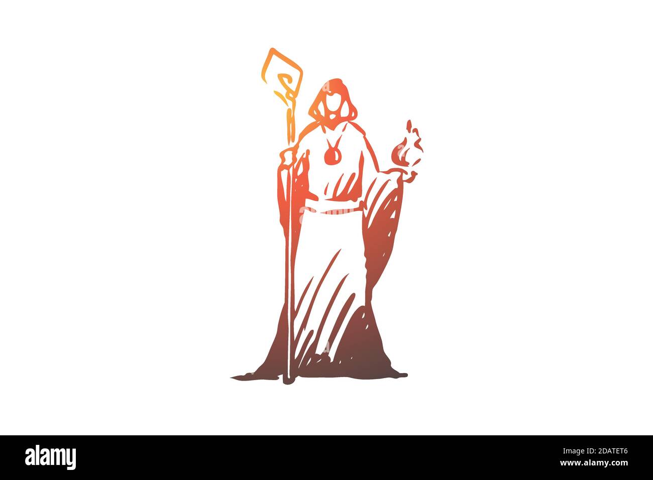 Magician, wizard, magician, healer, psychic concept. Hand drawn ...