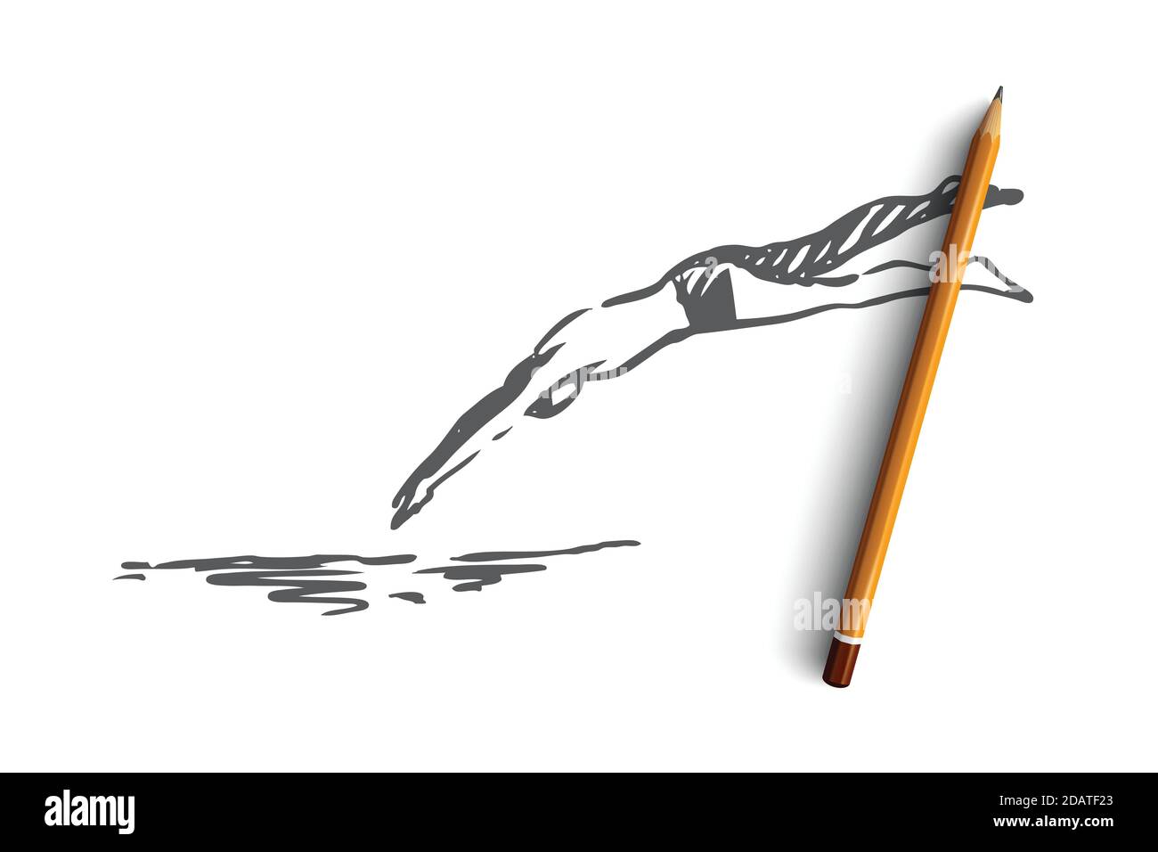 Diving Into A Pool Drawing