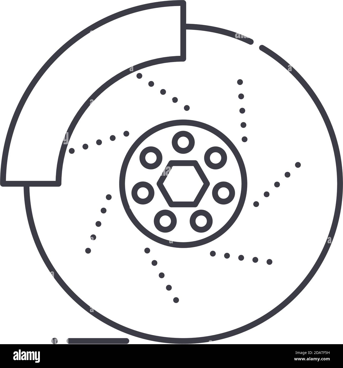 Car disc brake icon, linear isolated illustration, thin line vector ...
