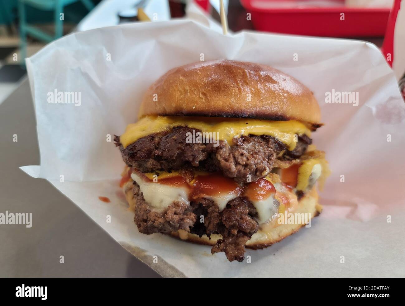 Close up of delicious hamburger Stock Photo - Alamy