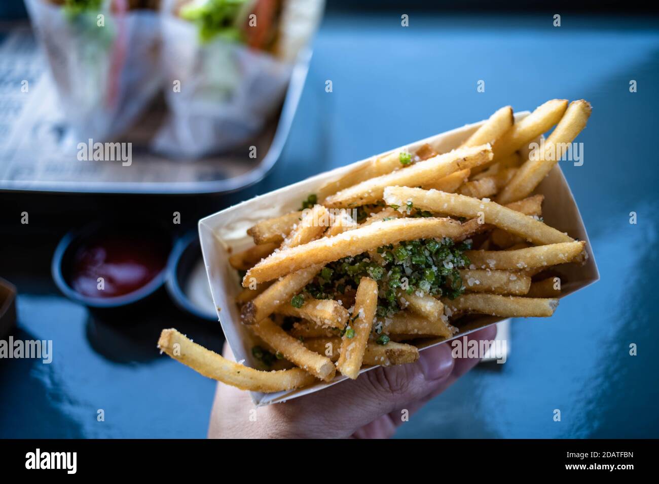 Fries in a box hi-res stock photography and images - Alamy