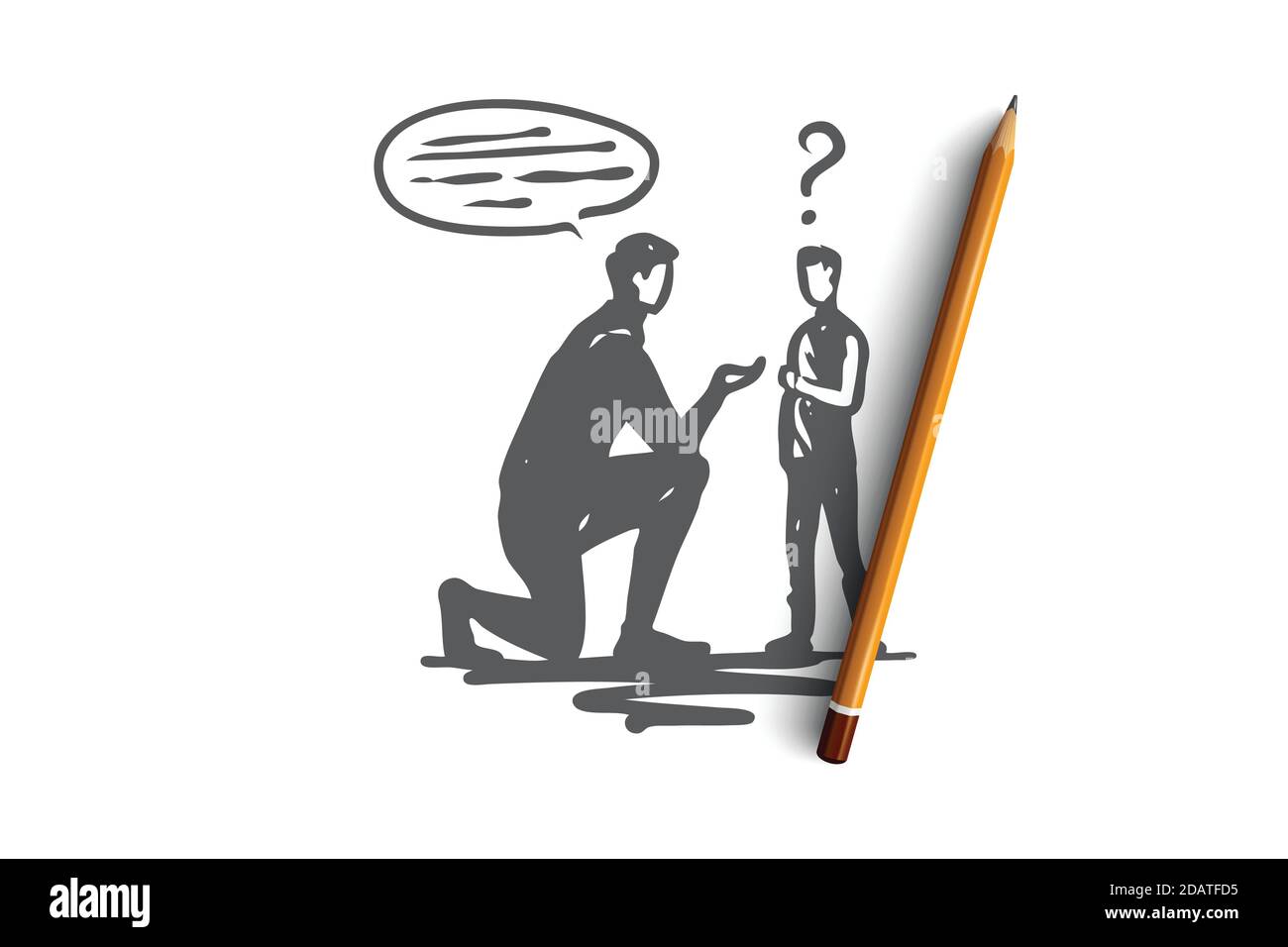 Learning, disability, boy, health, education concept. Hand drawn ...