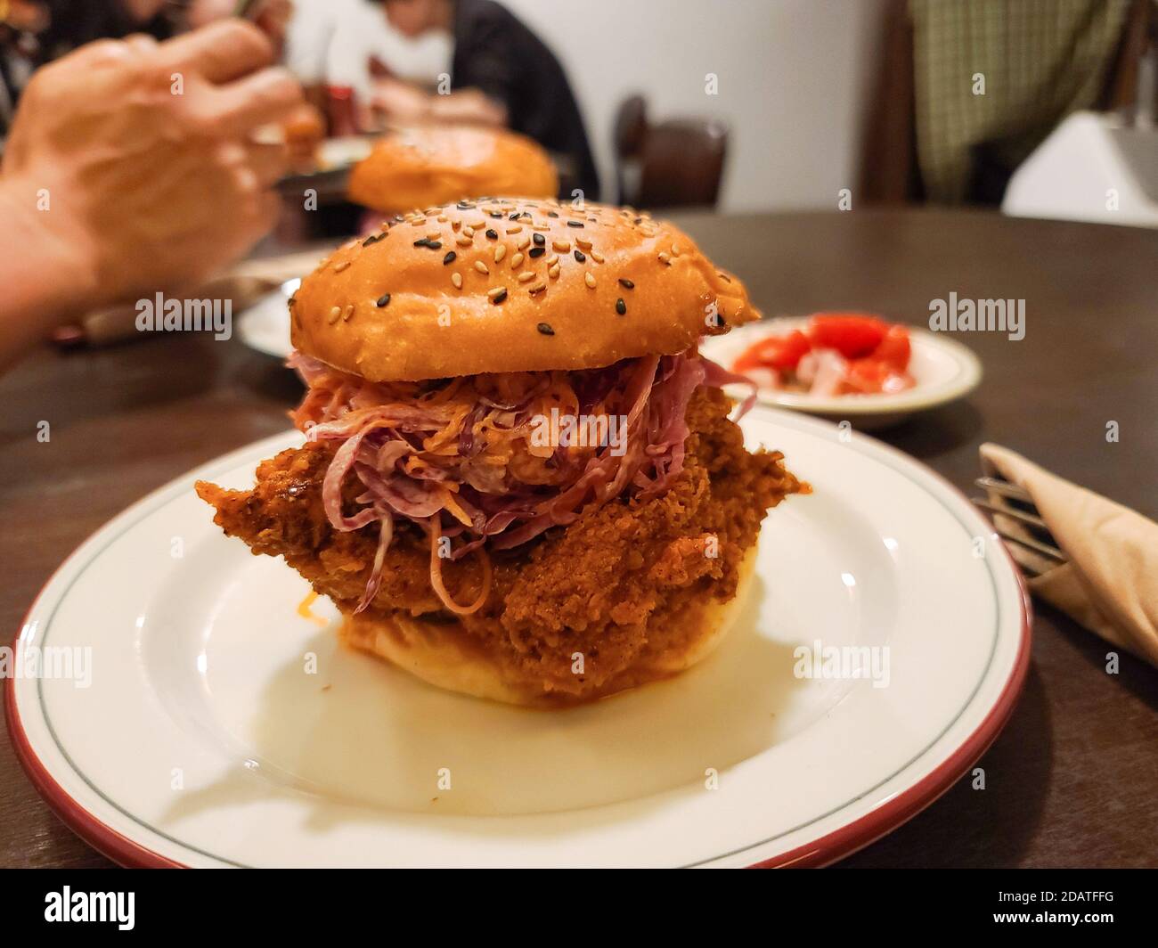 Chicken burger on a white background Stock Photo - Alamy