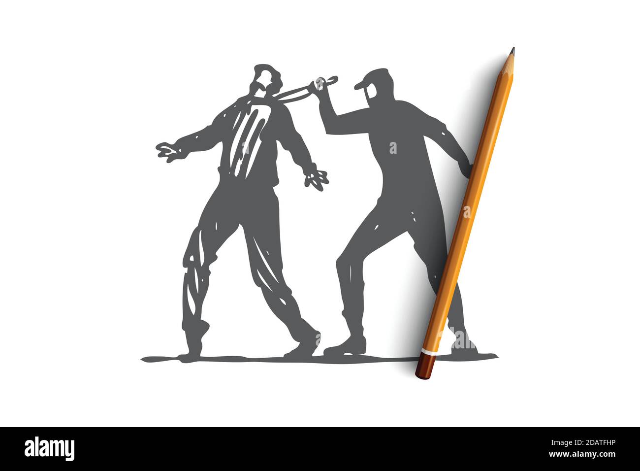 Murder, crime, criminal, victim, knife concept. Hand drawn isolated ...