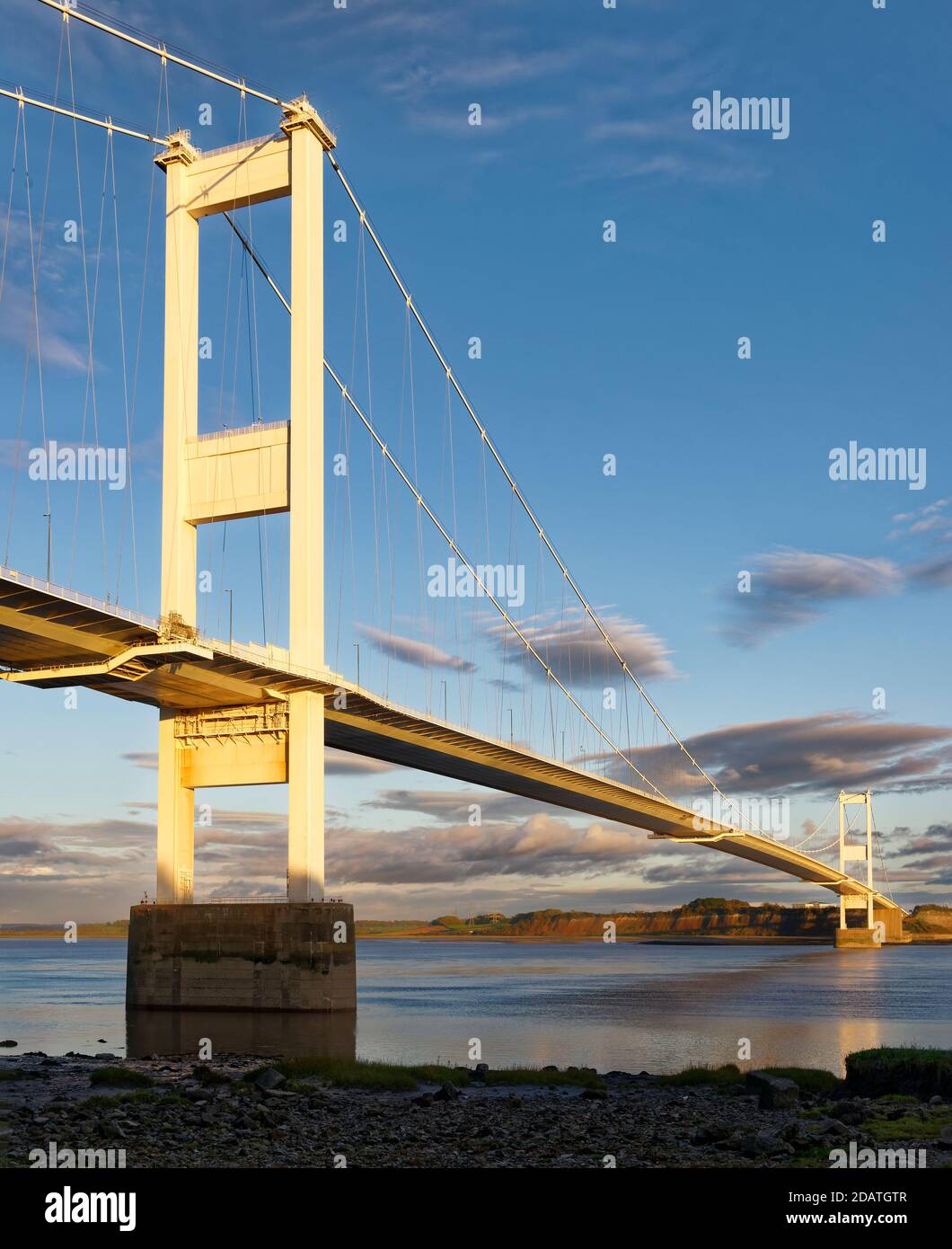 Late Sun on The Severn Bridge at Beachley, Gloucestershire, UK Stock ...