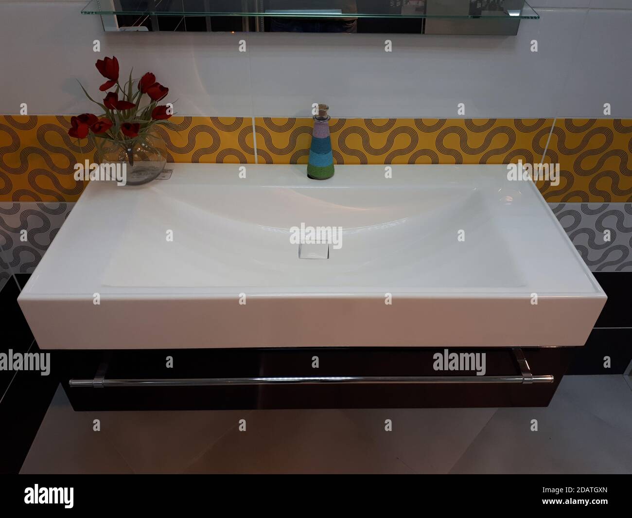 Modern square sink in the bathroom. Sink in the bathroom Stock Photo ...