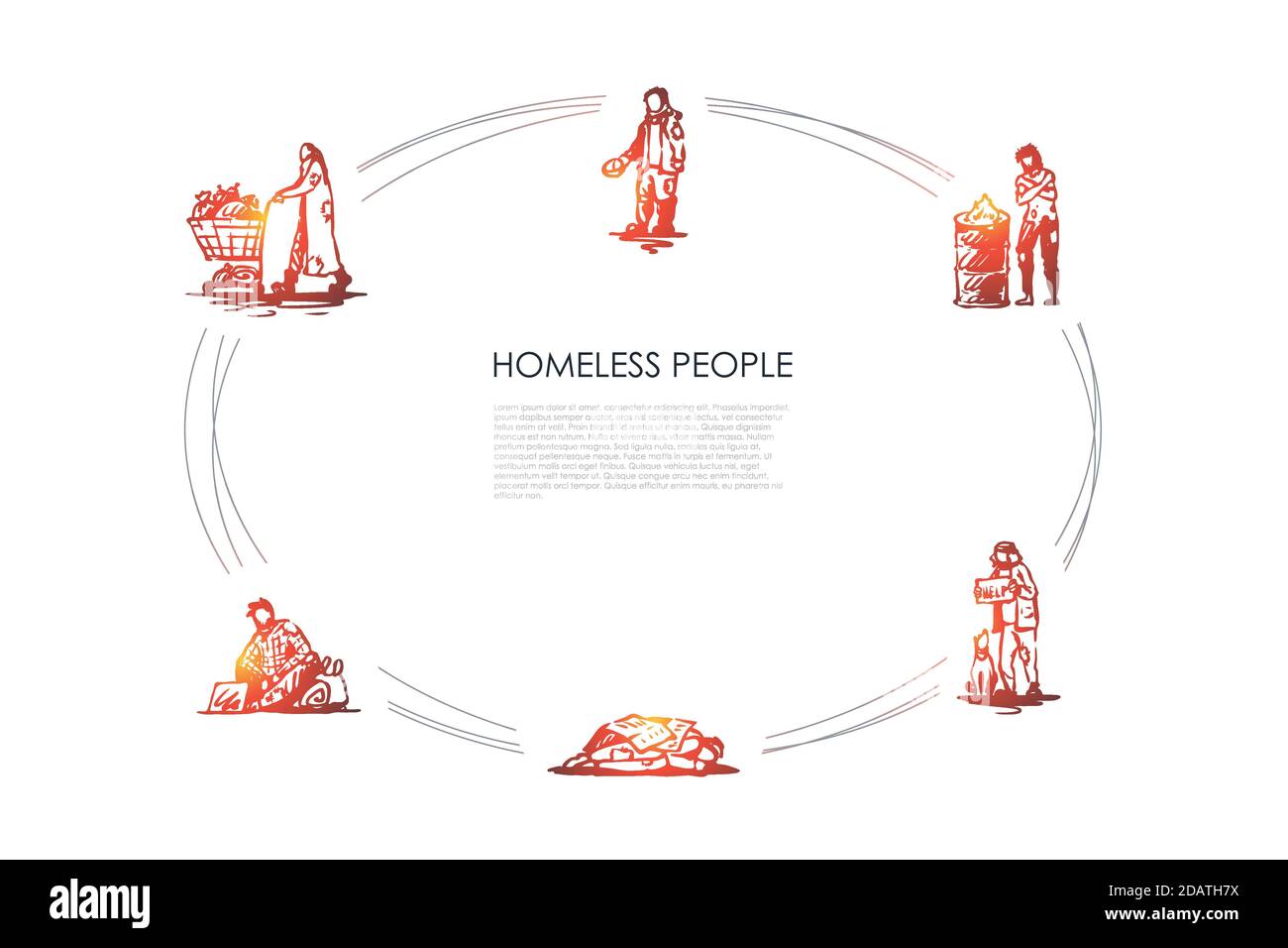 Homeless people - people begging for money and food, sleeping on street ...