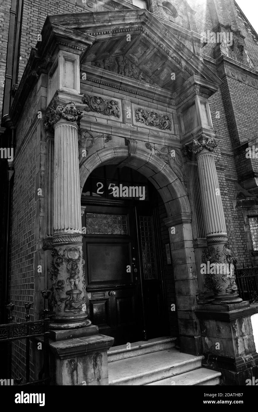 Front view brick buildings Black and White Stock Photos & Images - Alamy
