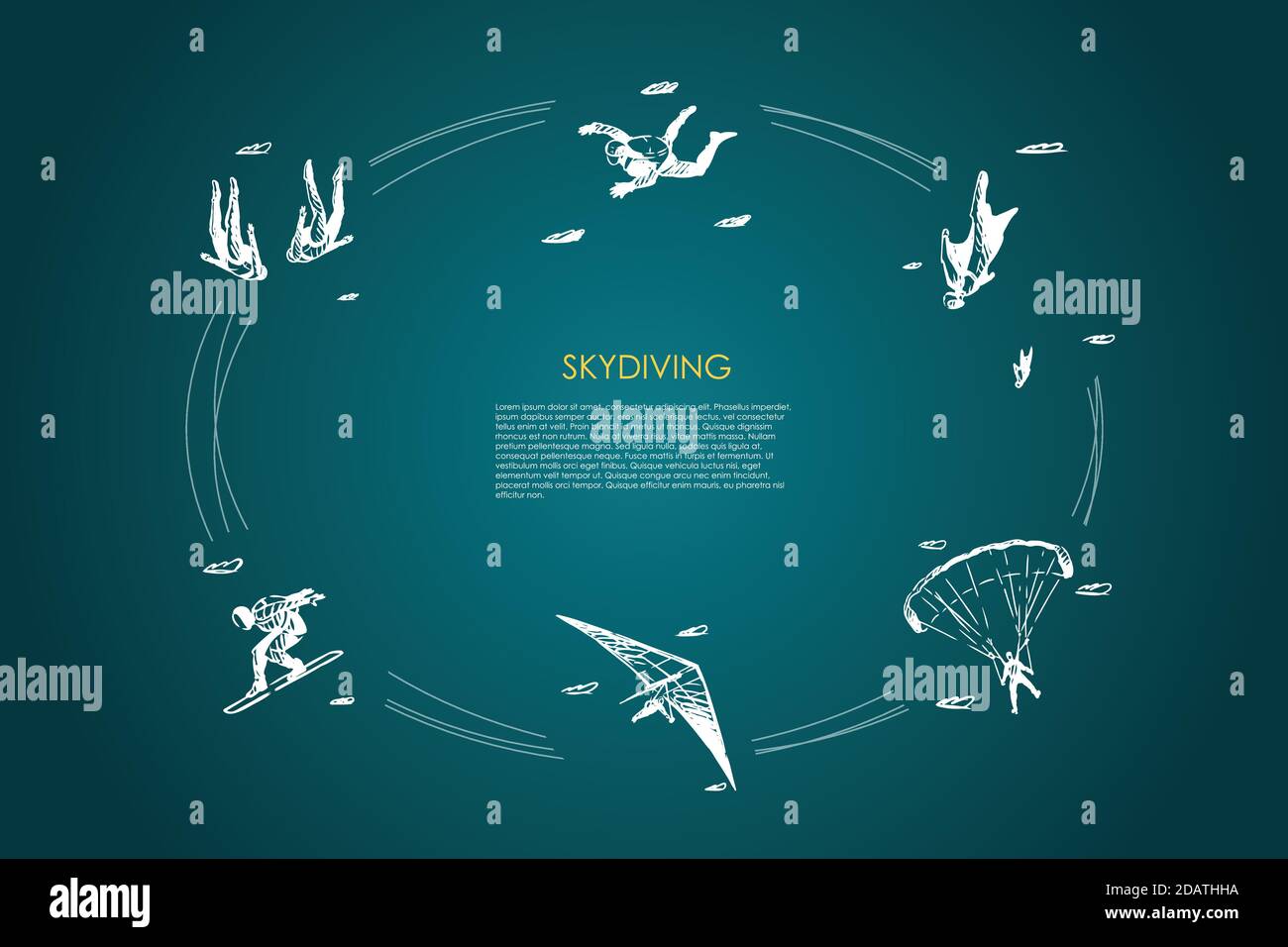 Skydiving - people in air jumping with parachute and skydiving vector ...