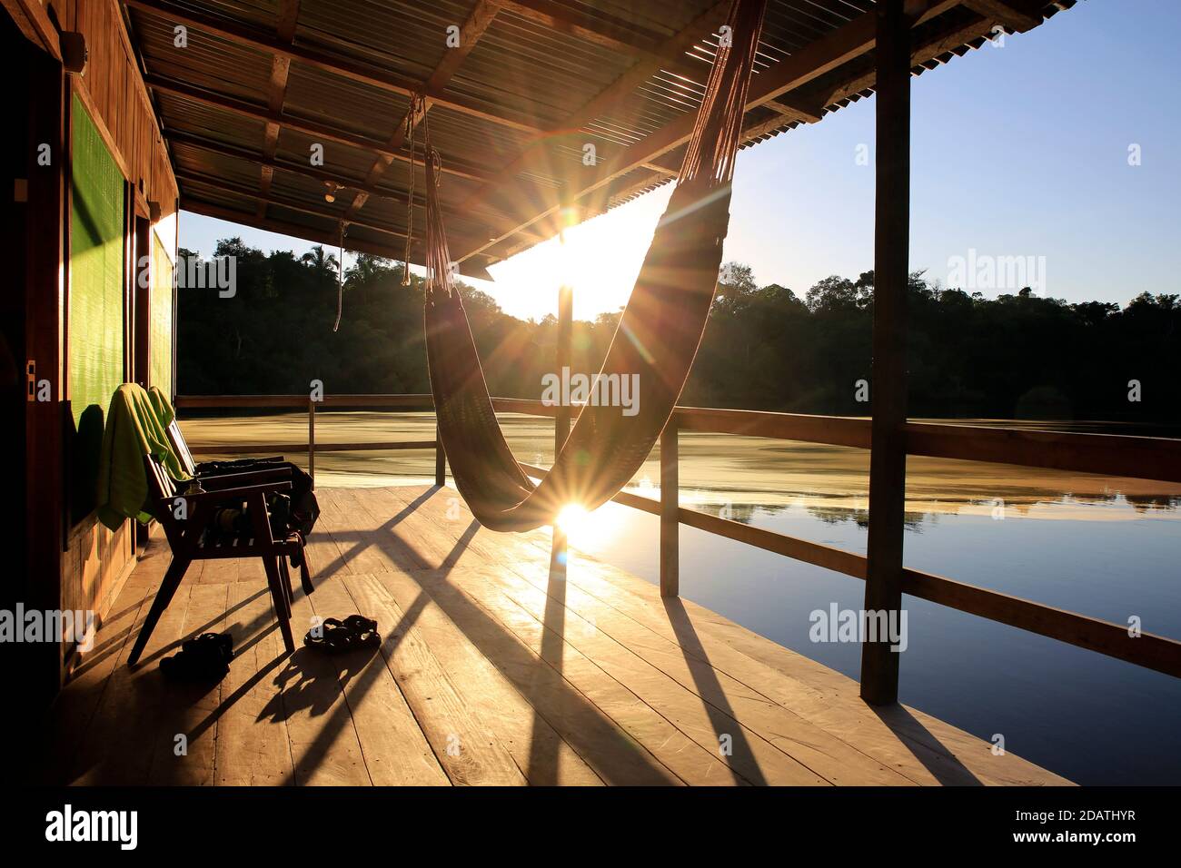 Early Morning Sunburst, in the Amazon Rainforest, Brazil Stock Photo ...