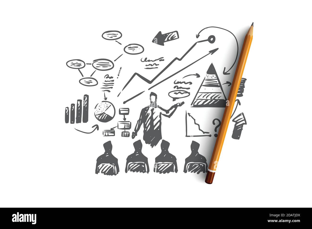 Business presentation concept. Hand drawn sketch isolated illustration ...
