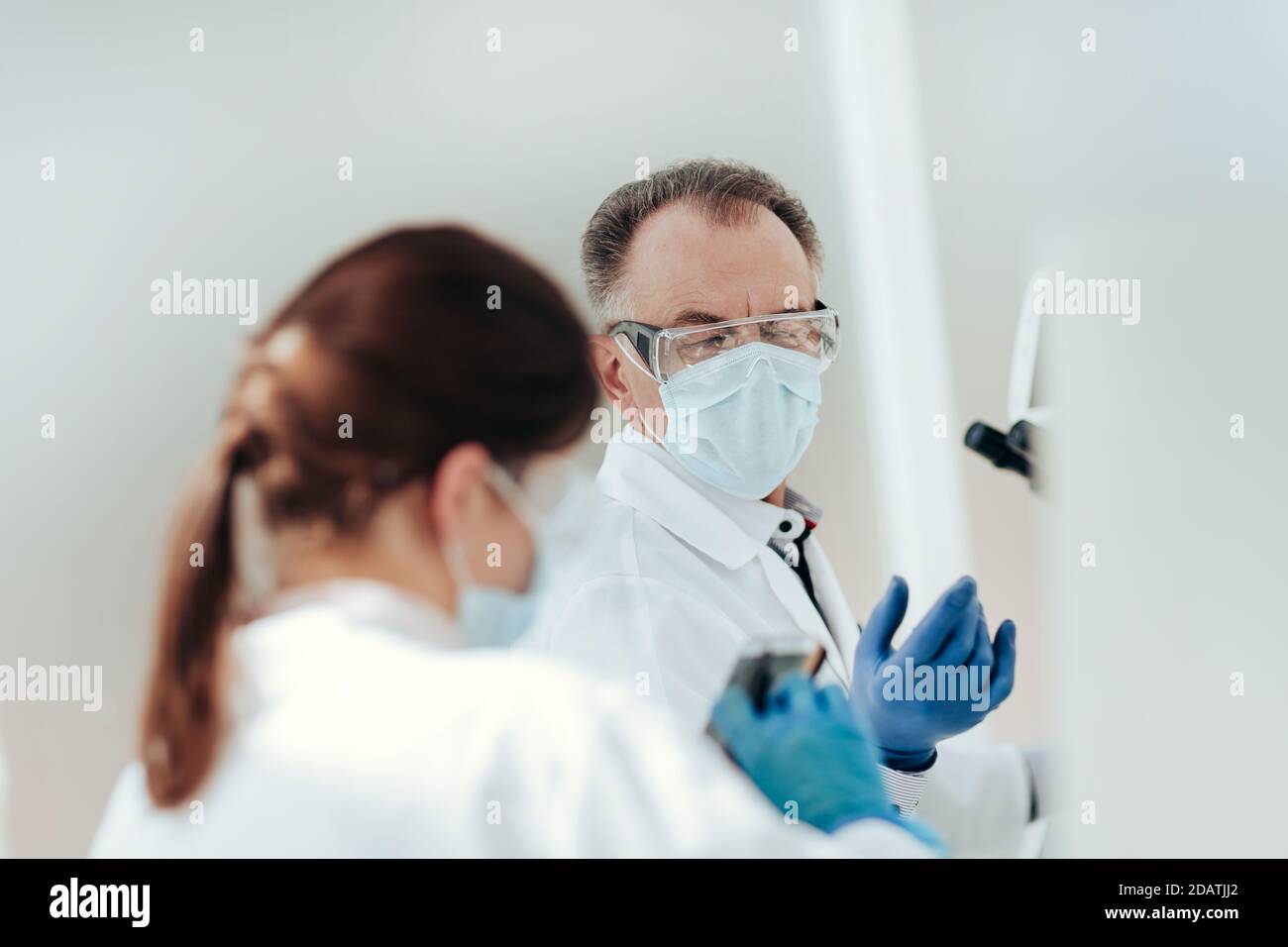 close up. biologists work in a medical laboratory Stock Photo - Alamy