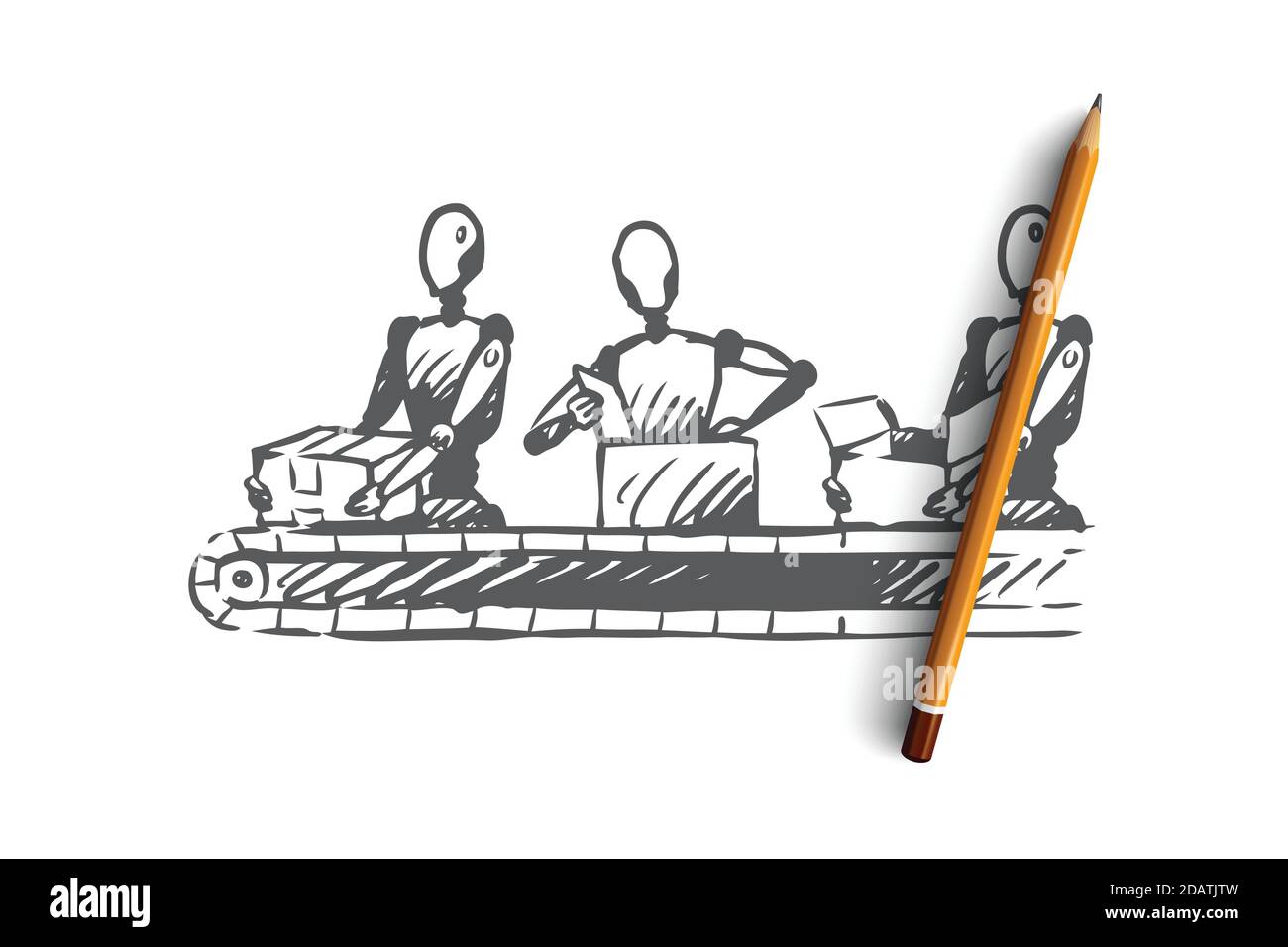 Artificial intelligence concept. Hand drawn sketch isolated ...