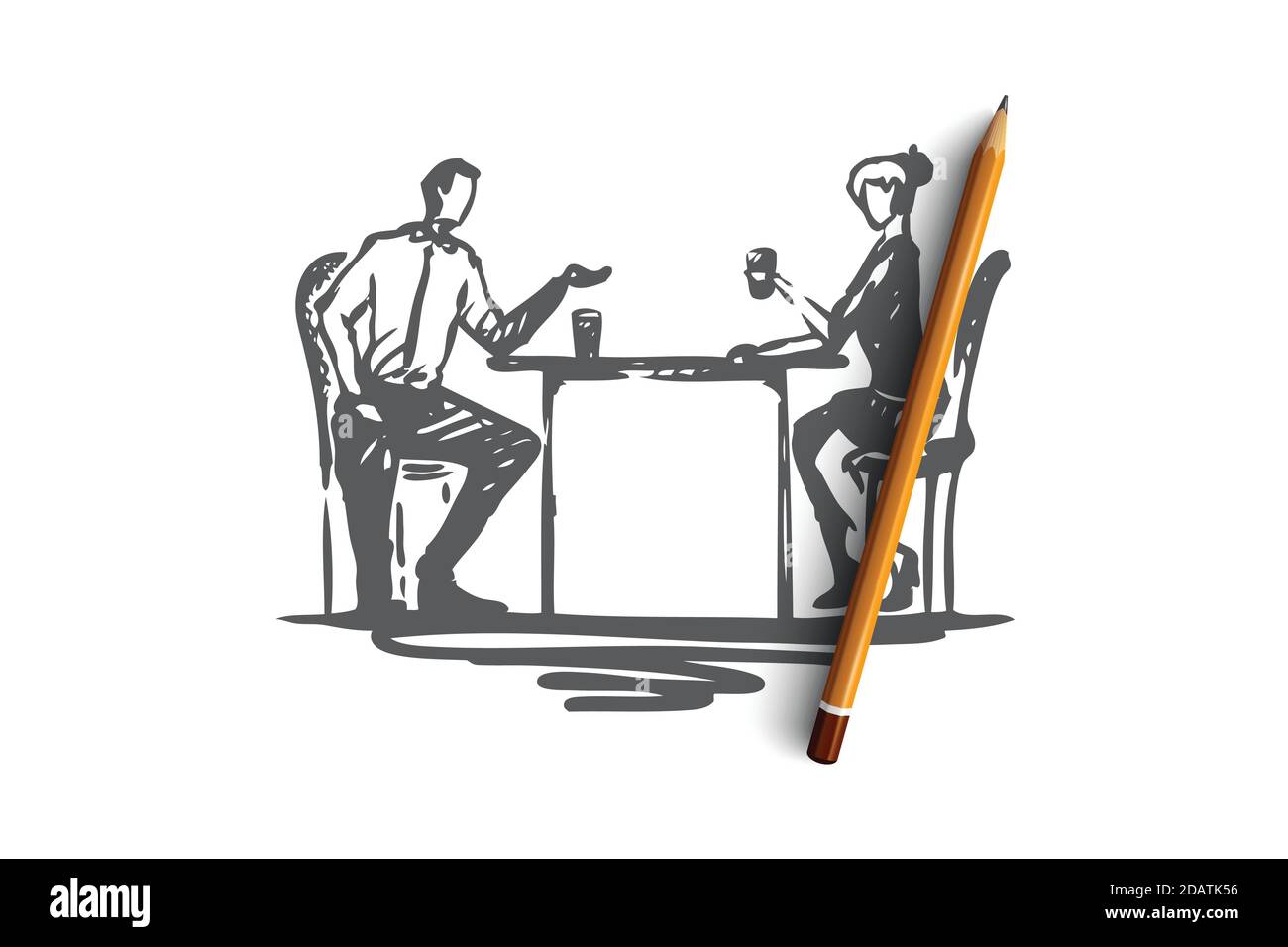 Colleagues, employees, friends concept. Hand drawn sketch isolated ...