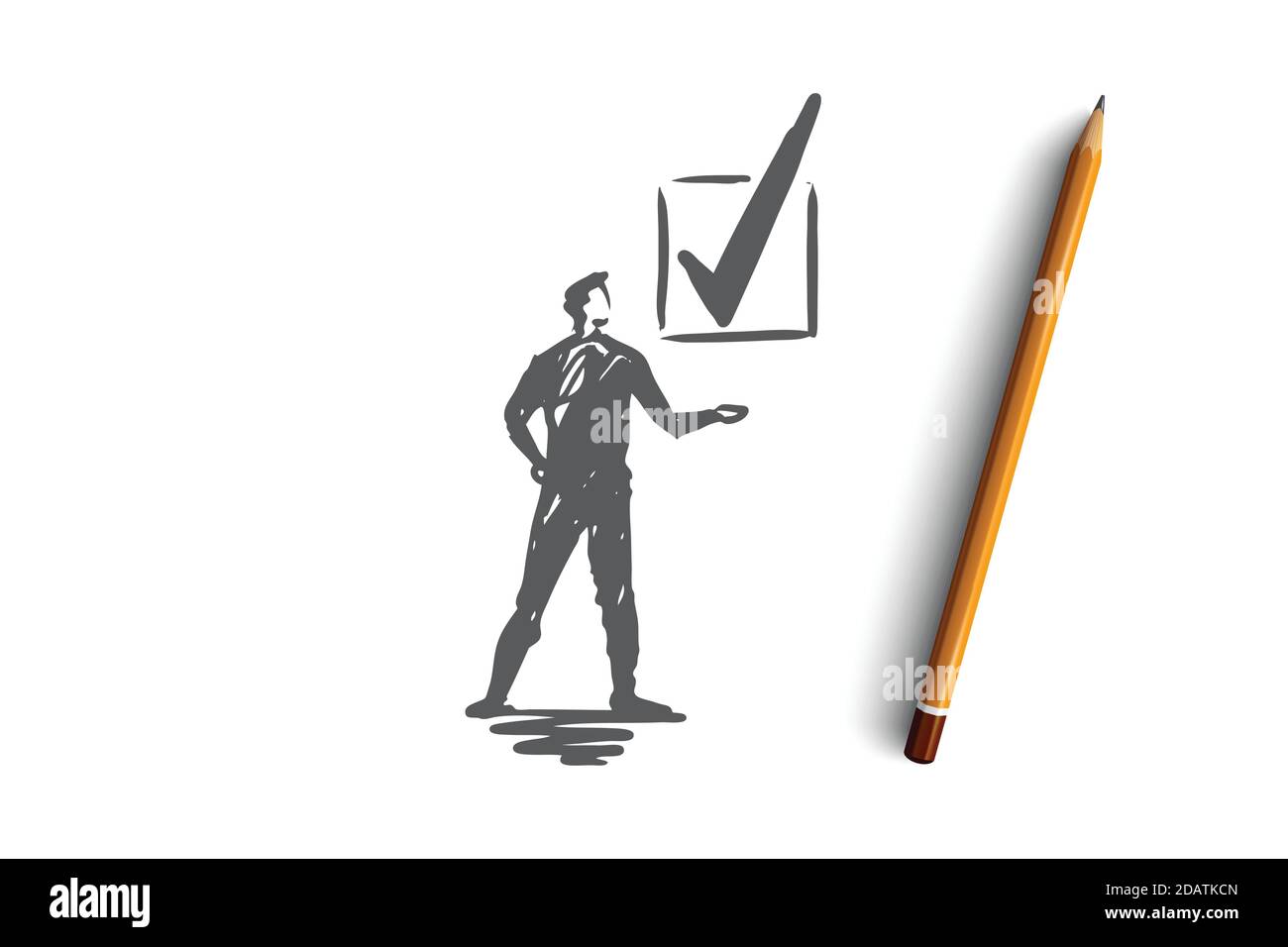 Approved, accepted concept. Hand drawn sketch isolated illustration ...