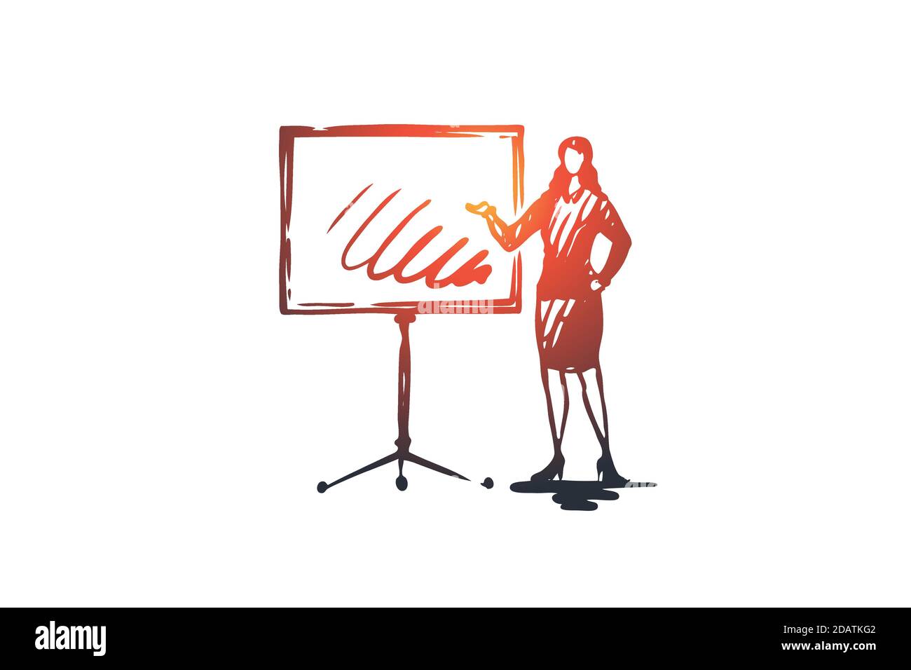 Business presentation concept. Hand drawn sketch isolated illustration ...