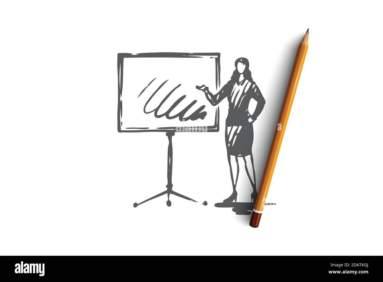 Business presentation concept. Hand drawn sketch isolated illustration ...
