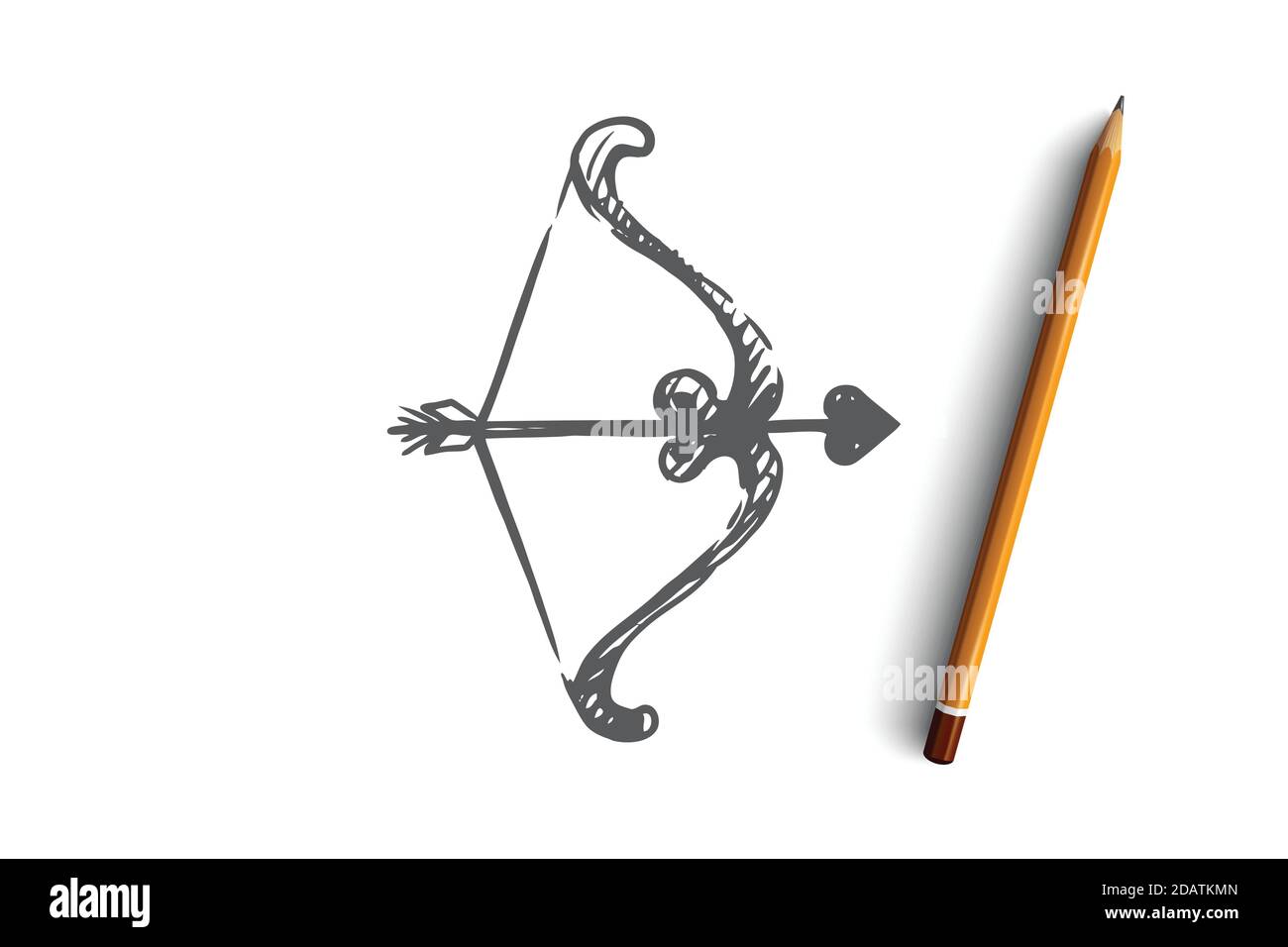 Amour, arrow, amorousness, love, romantic concept. Hand drawn isolated ...