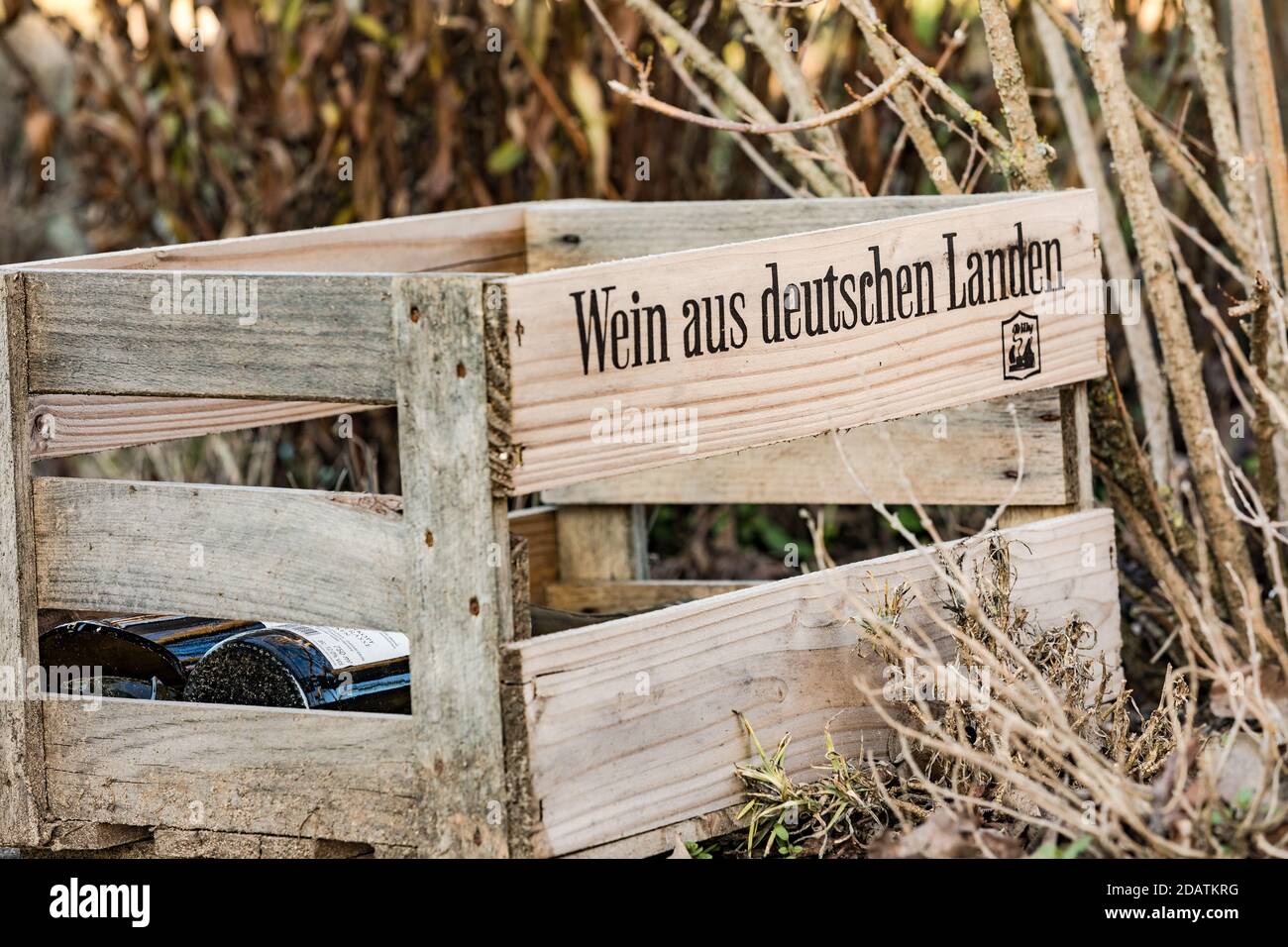Still life with a wooden box in the great outdoors Stock Photo - Alamy