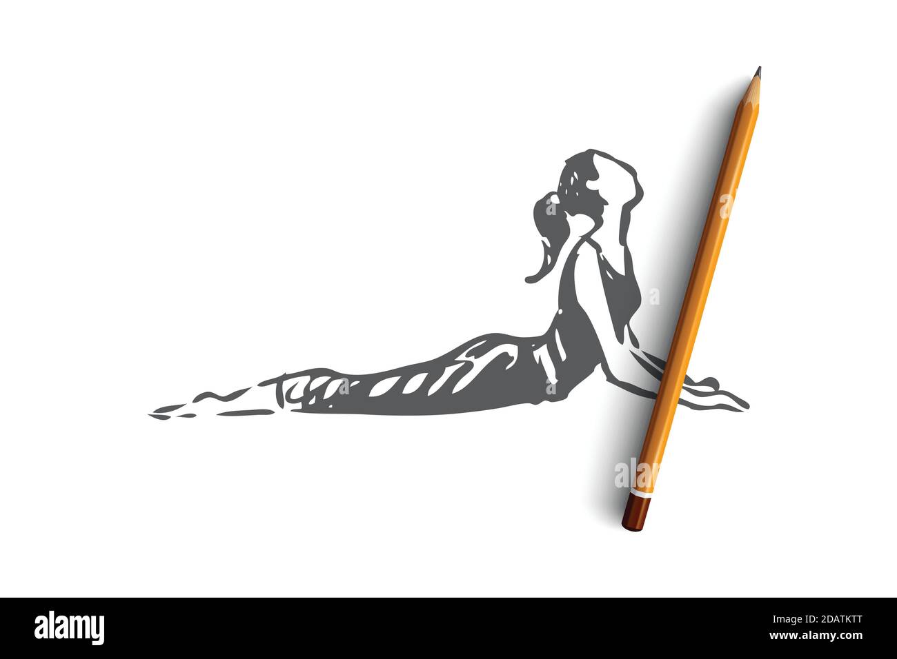 Bend, health, body, yoga, pose concept. Hand drawn isolated vector ...