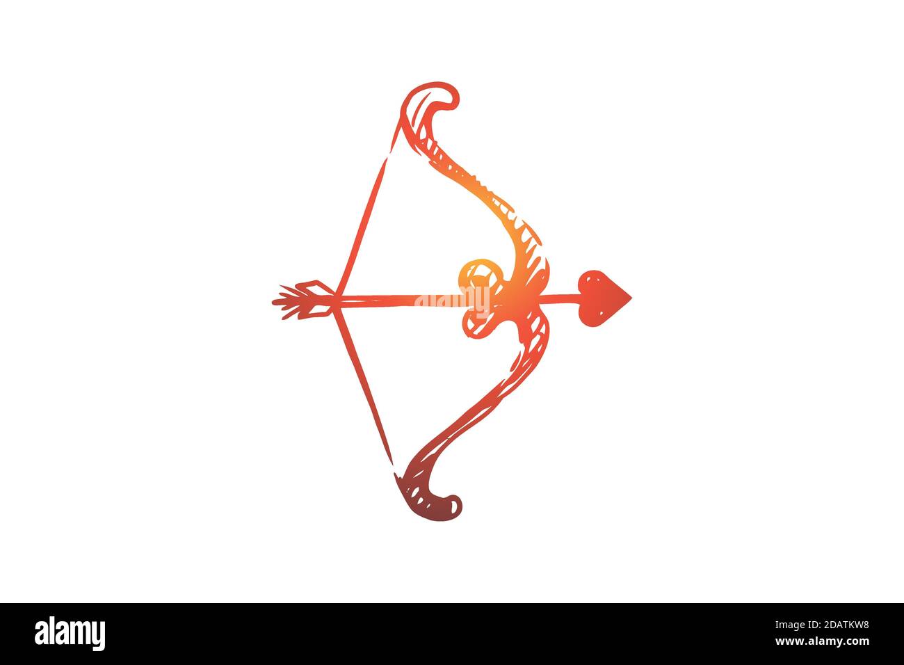 Amour, arrow, amorousness, love, romantic concept. Hand drawn isolated ...