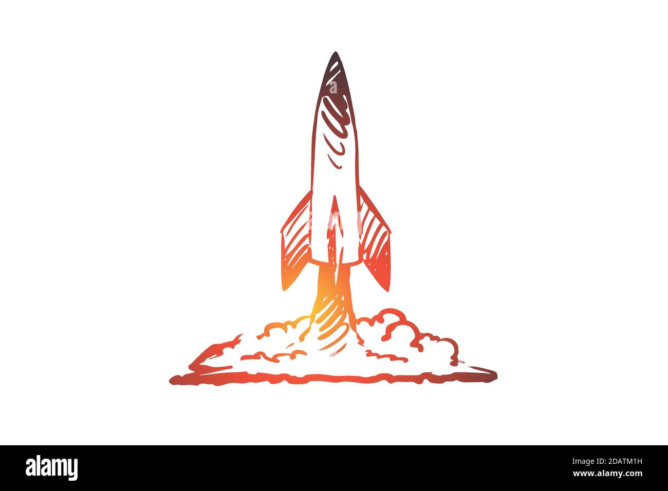 Career, rocket, business, success, flying concept. Hand drawn isolated ...