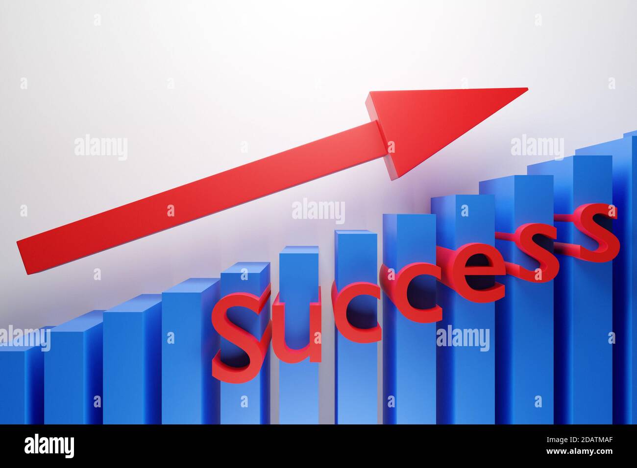 3D illustration white ascending staircase goes up with the inscription ...