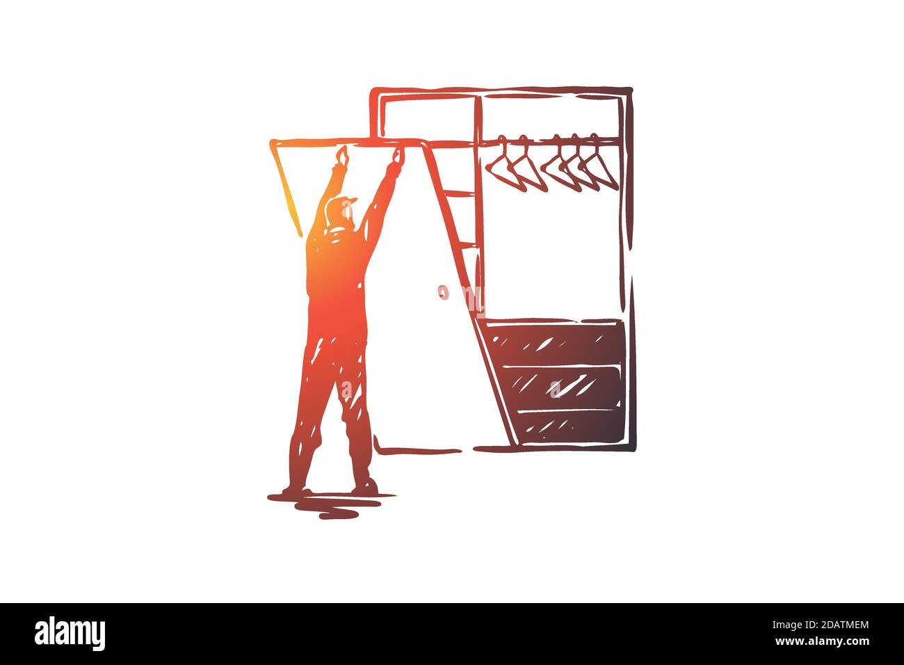 Custom, built-in, construction, work, create concept. Hand drawn ...