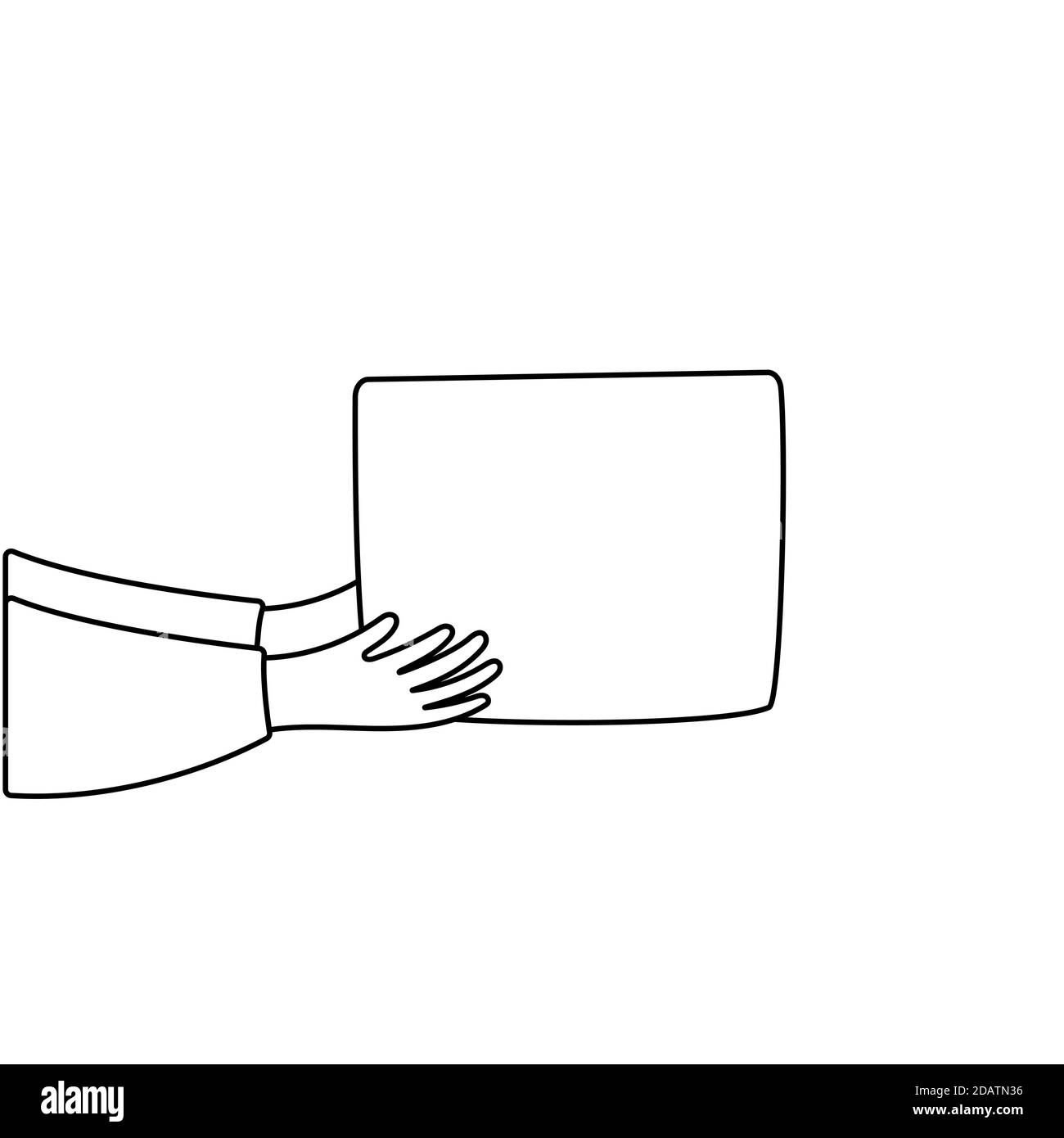 Food donation box give from hand to hand vector. Hands giving box ...