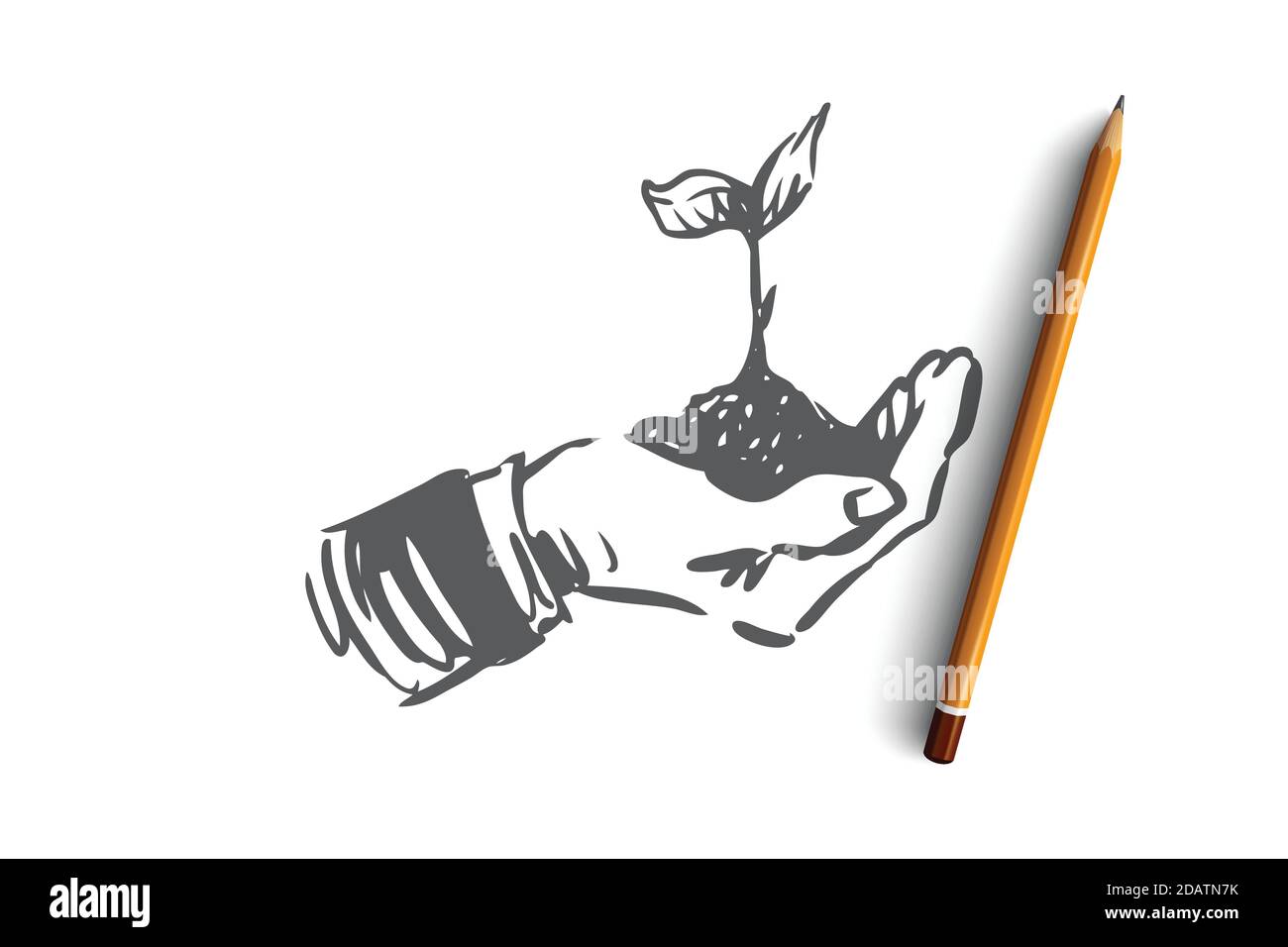 Ecology, eco, nature, green, plant concept. Hand drawn isolated vector ...