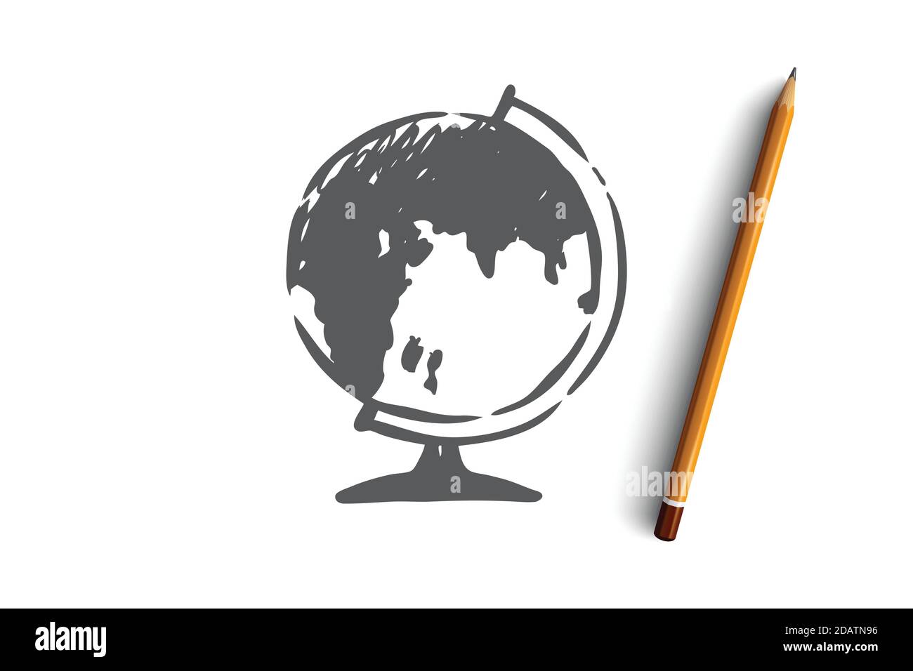 Geography, map, earth, planet, sphere concept. Hand drawn isolated ...