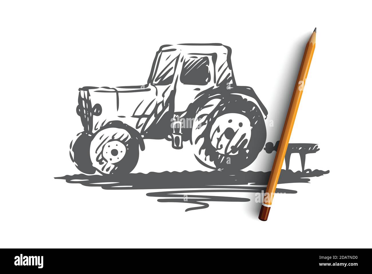 Fertilizer, farming, agriculture, plant, soil concept. Hand drawn ...