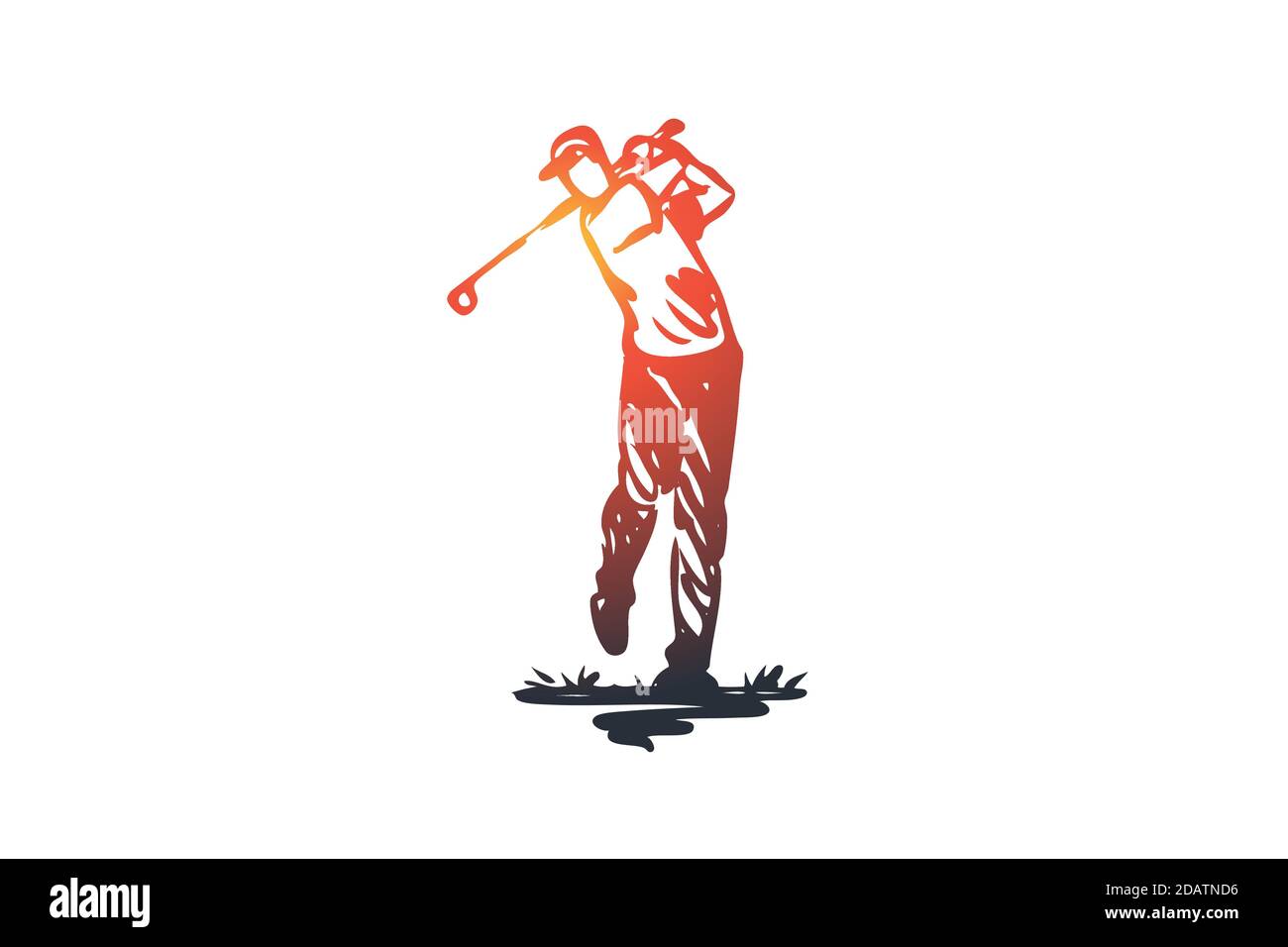 Golf, training, relax, hobby, sport concept. Hand drawn isolated vector ...