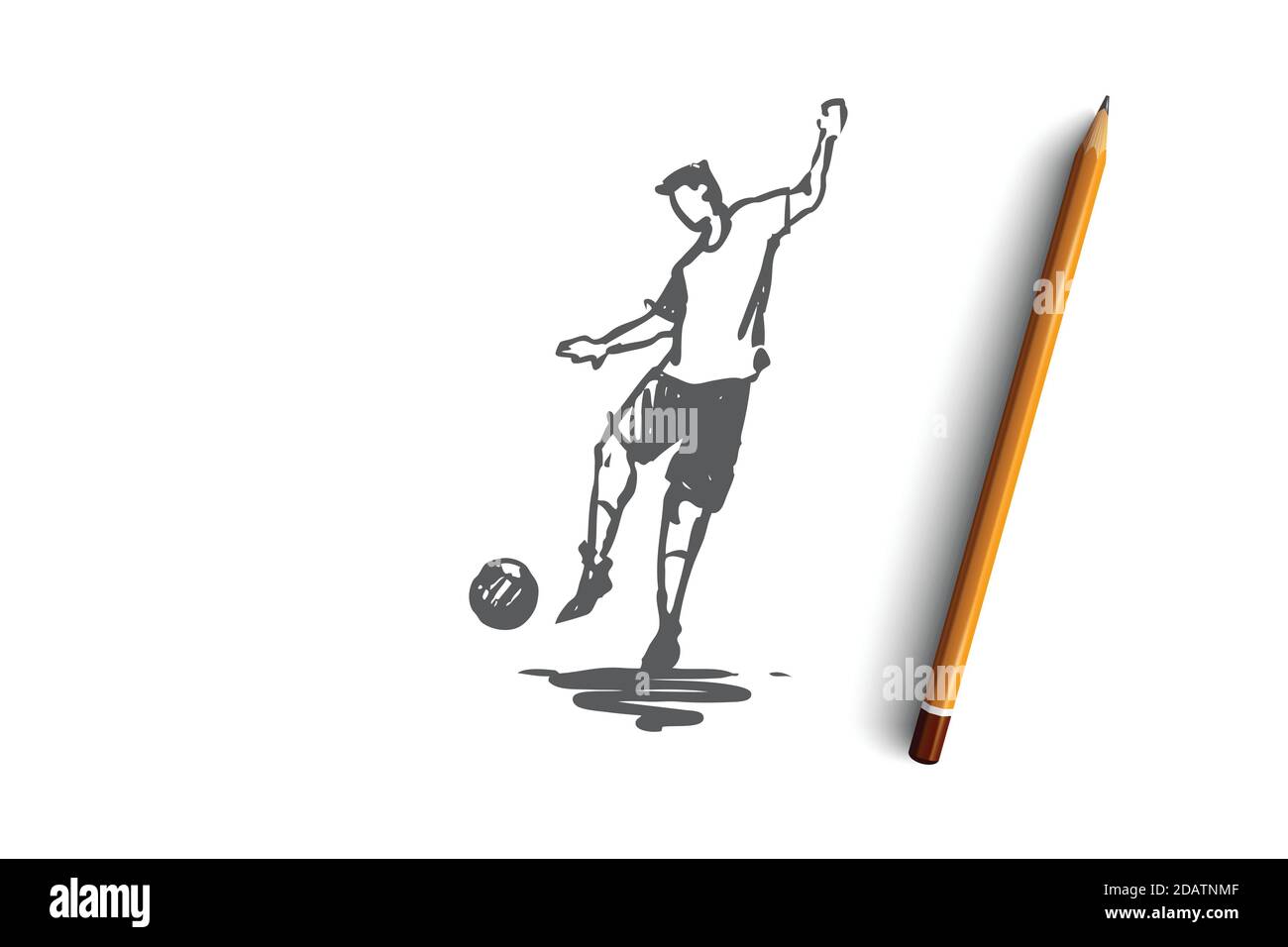 Forward, football, player, action, goal concept. Hand drawn isolated ...