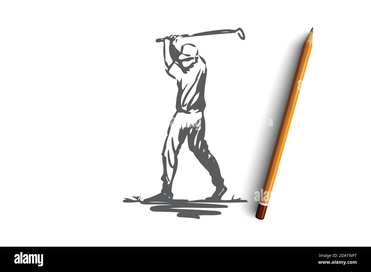 Golf, game, training, sport, golfing concept. Hand drawn isolated ...