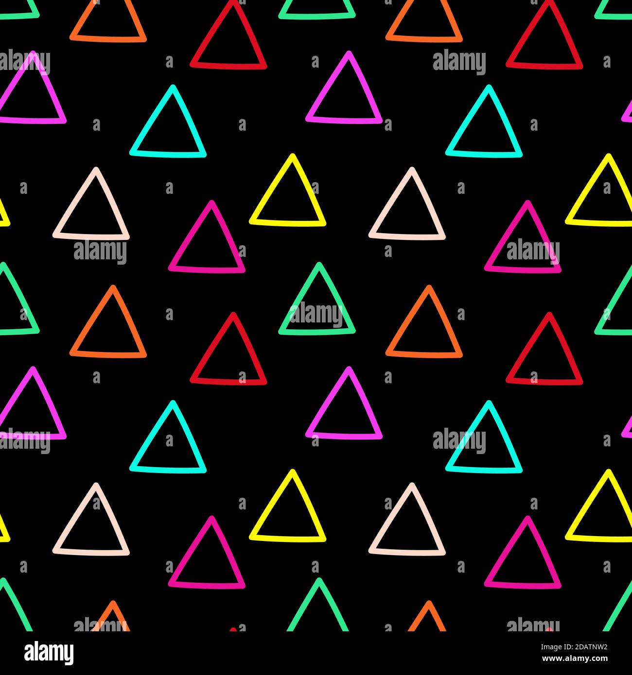 neon geometric pop doodle hand-drawn triangles seamless pattern Stock ...