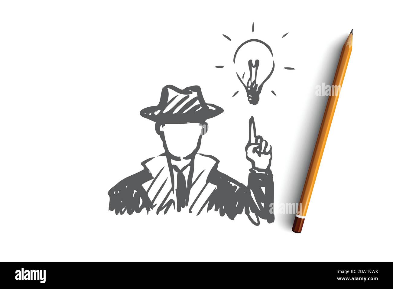 Idea, man, creative, solution concept. Hand drawn isolated vector Stock ...