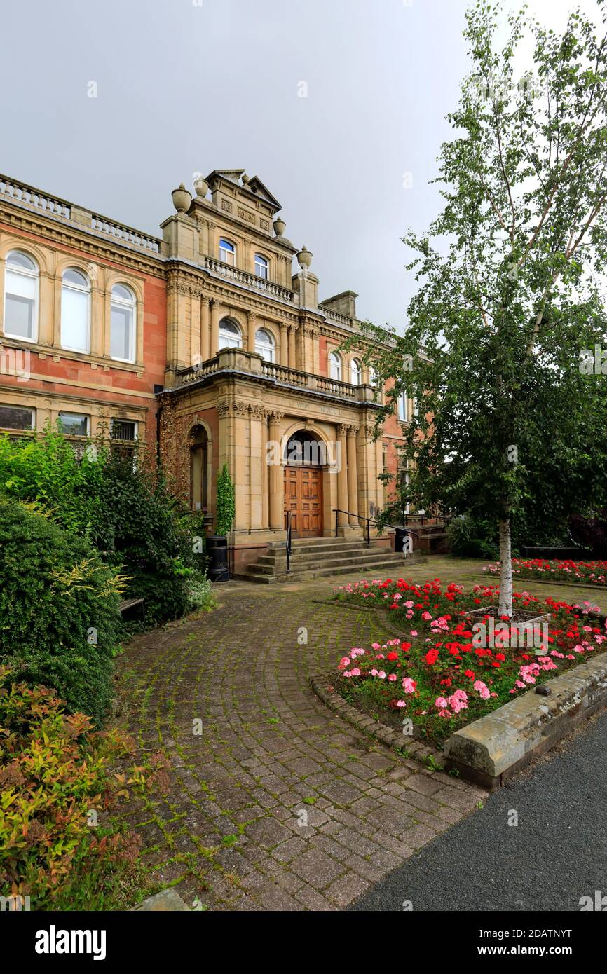 The frontage of Penrith Town Hall, Penrith town centre, Cumbria ...
