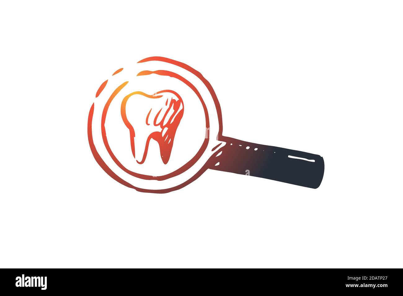 Inspect, teeth, dentist, care, clean concept. Hand drawn isolated ...