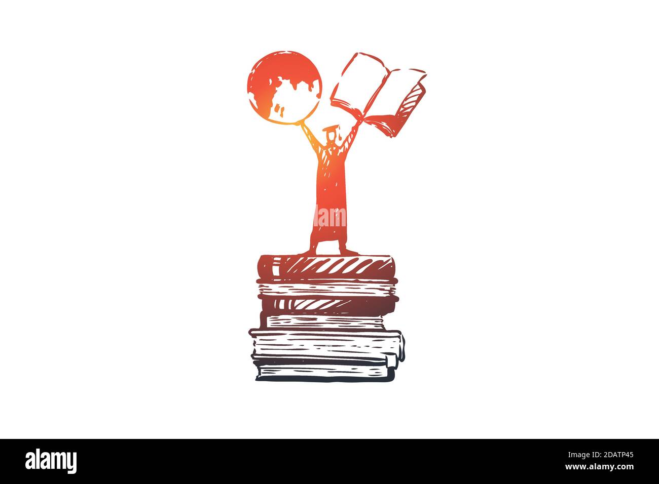 Knowledge, power, books, student, learning concept. Hand drawn isolated ...
