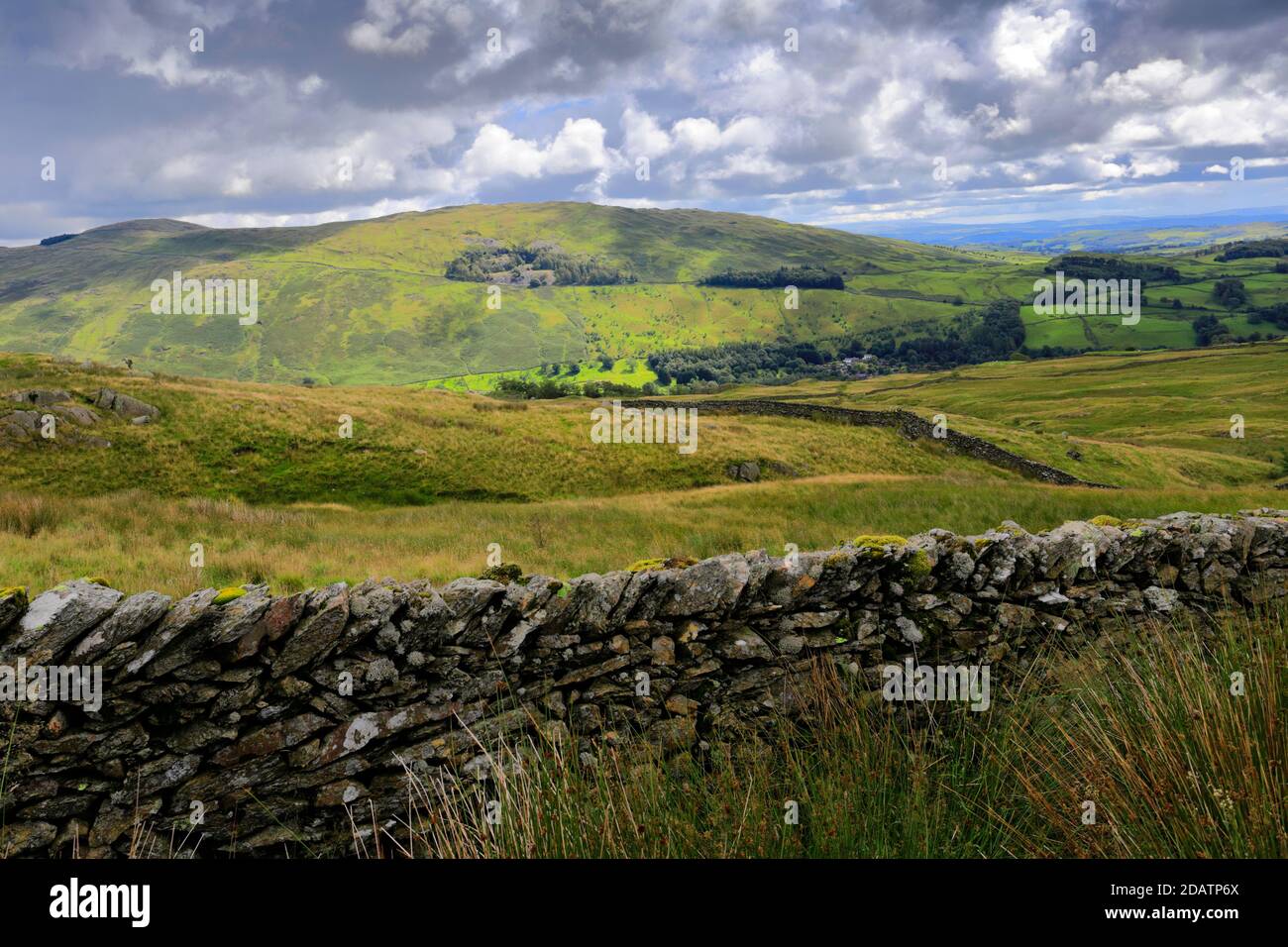View to Sour Howes fell over Troutbeck village, Kirkstone pass, Lake ...