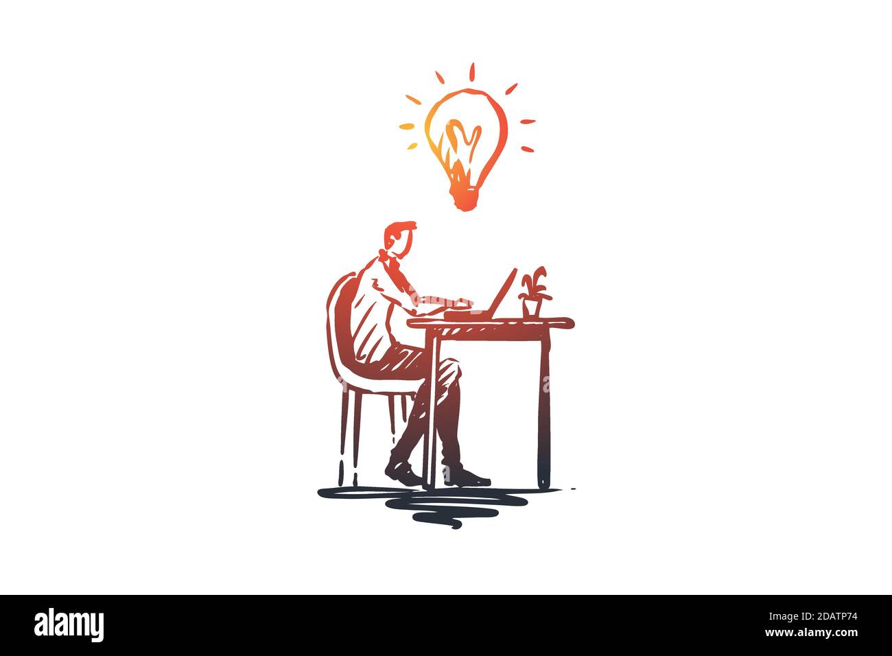 Idea, work, business, laptop, creativity concept. Hand drawn isolated vector Stock Vector Image ...