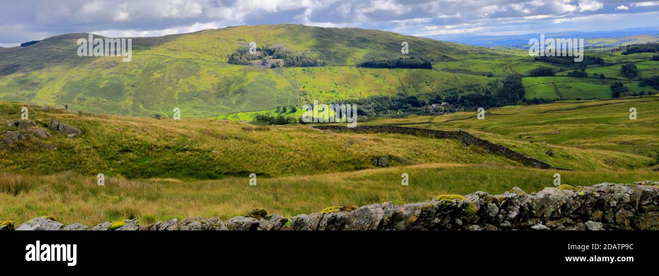 View to Sour Howes fell over Troutbeck village, Kirkstone pass, Lake ...
