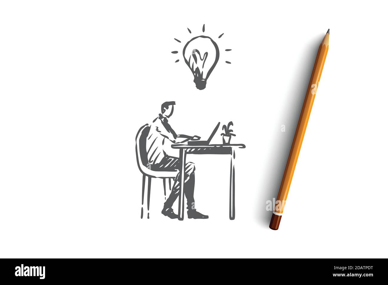 Manager, office, work, person, computer concept. Hand drawn isolated vector Stock Vector Image ...