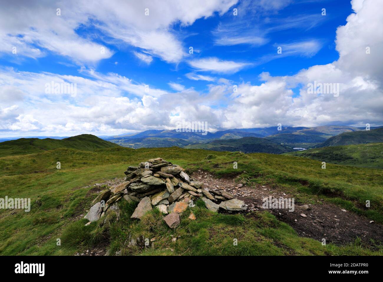 The Summit Cairn of Wansfell fell, Troutbeck village, Kirkstone pass ...