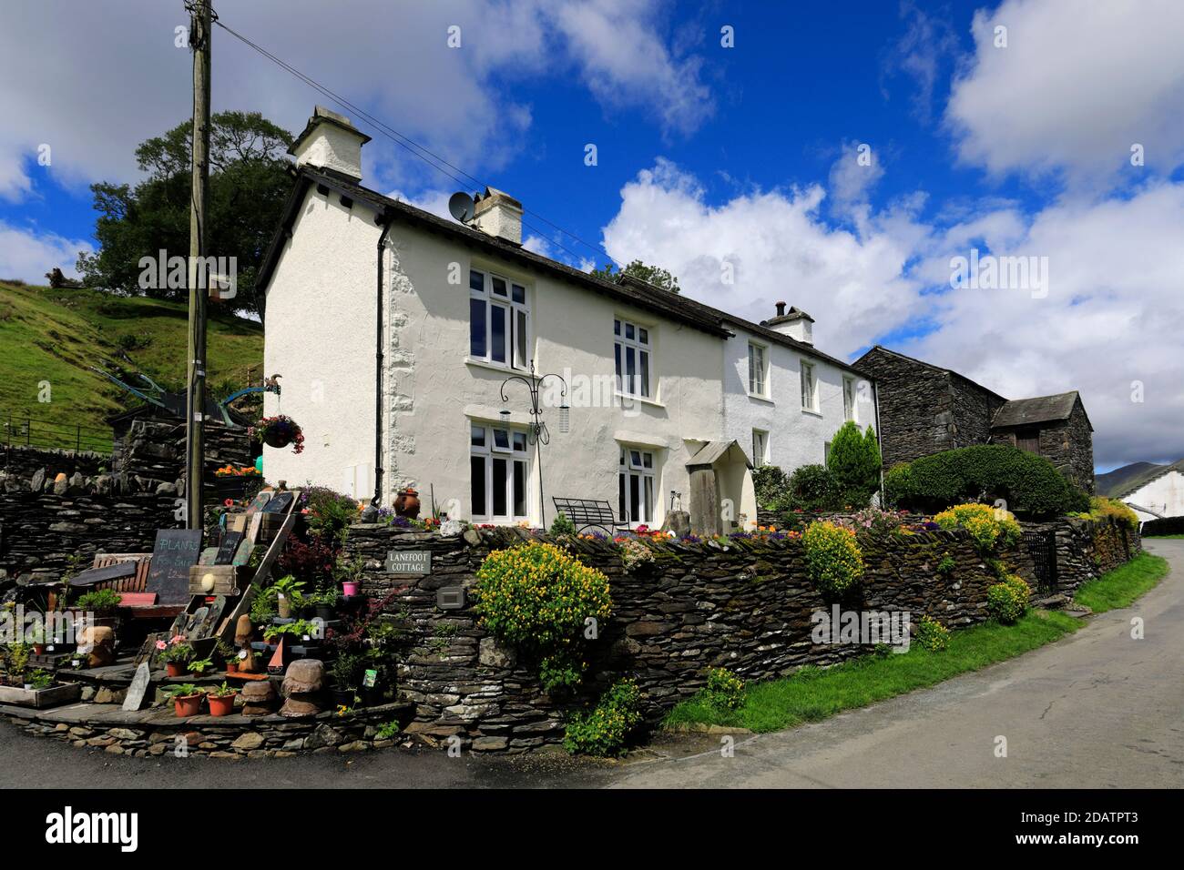 Summer view over Troutbeck village, Troutbeck valley, Kirkstone pass ...
