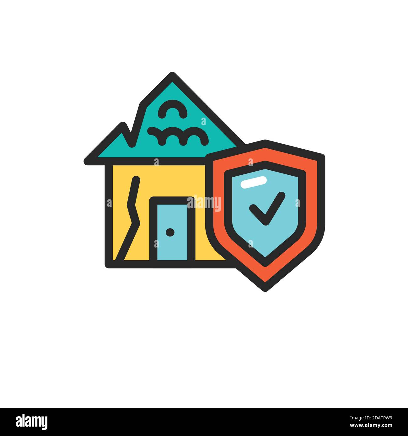Natural disaster risk insurance color line icon. Isolated vector ...