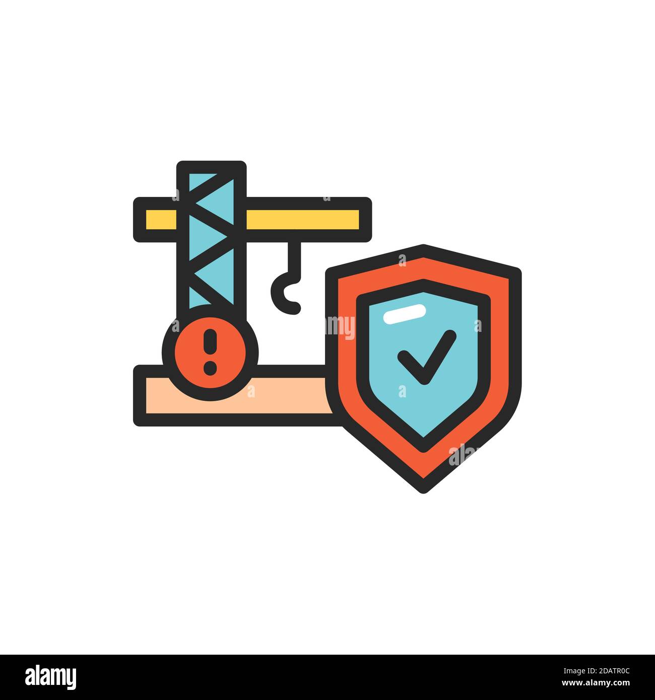 Construction risks insurance color line icon. Isolated vector element ...